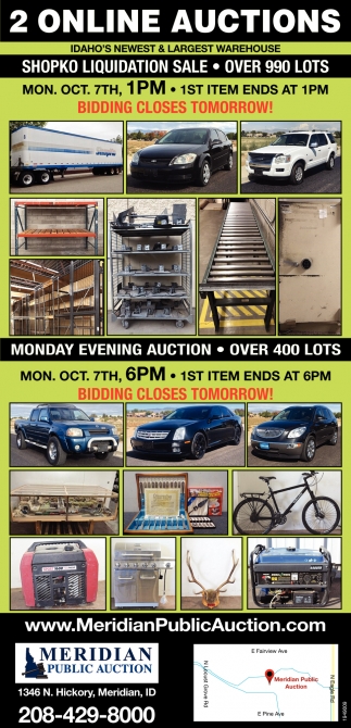 2 Online Auctions, Meridian Public Auction, Meridian, ID