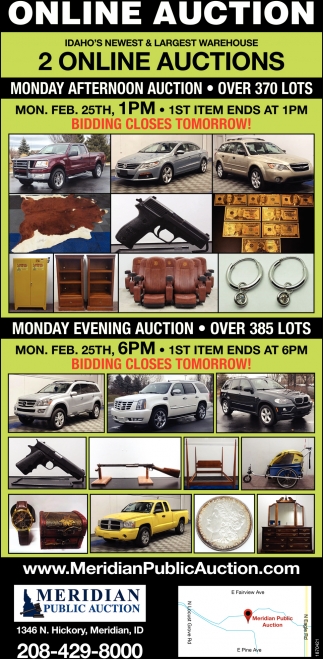 2 Online Auctions, Meridian Public Auction, Meridian, ID