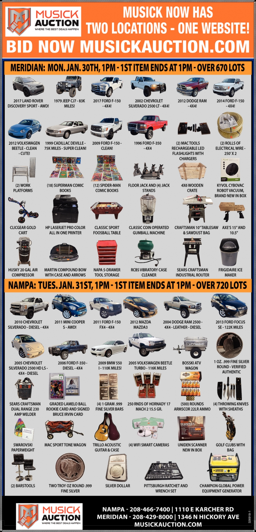 Bid Now, Musick Auction, Nampa, ID