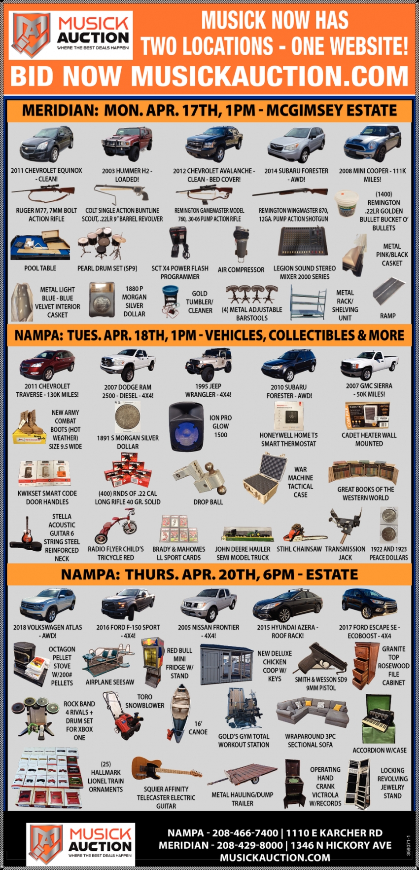 Bid Now, Musick Auction, Nampa, ID