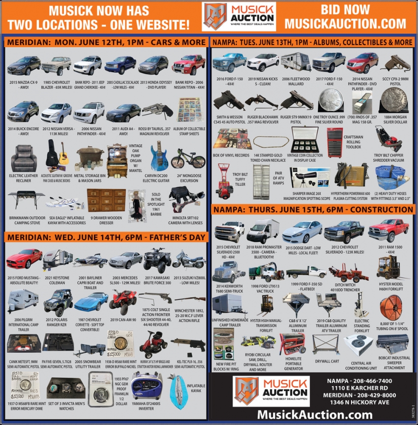 Two Locations, Musick Auction, Nampa, ID