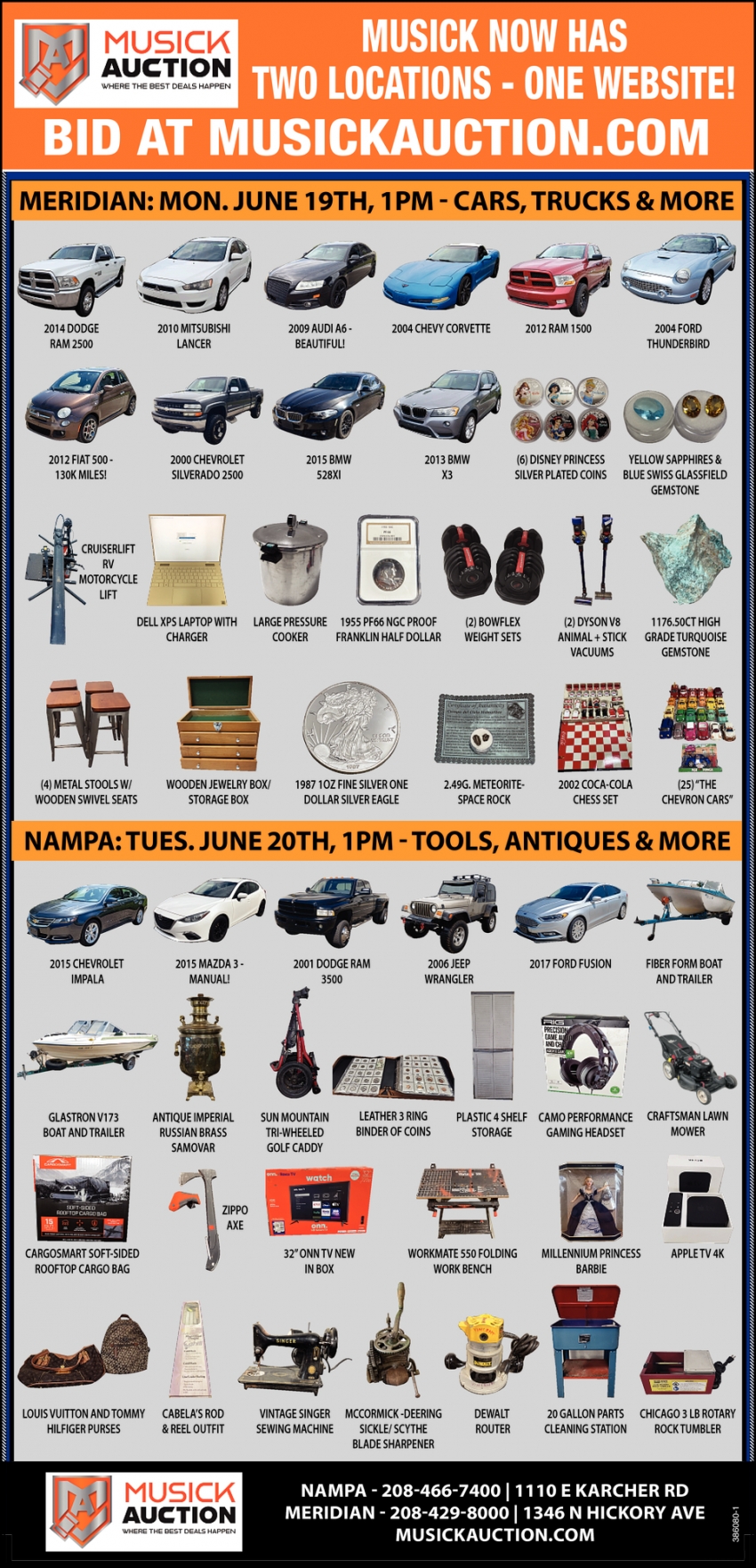 Two Locations, Musick Auction, Nampa, ID